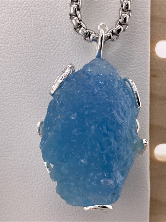 Jewelry | Natural Raw Aquamarine Crystal Pendant Necklace Silver The ...